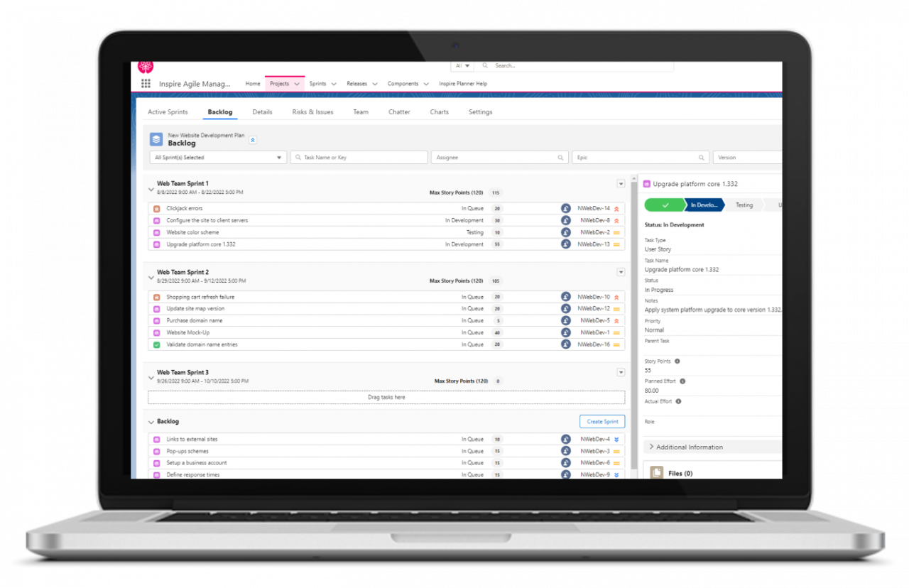 Salesforce Project Management App - Agile Projects - Inspire Planner