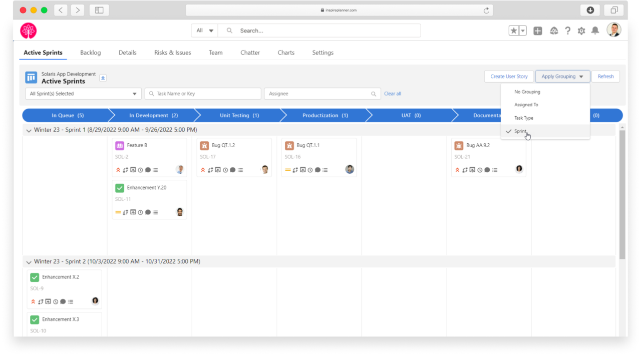 Salesforce Project Management App - Agile Projects - Inspire Planner